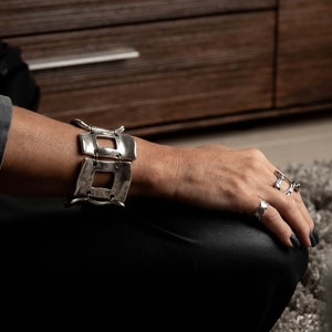 Unique Wide Arm Cuff, Unode50 Style Bracelet, Bold and Edgy Armer ...