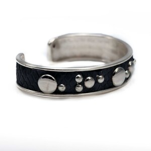 Women's Silver and Leather Open Cuff Bracelet, Unique Jewelry, Chunky ...