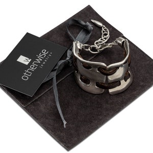 Unique Wide Arm Cuff With Leather, Unode50 Style Bracelet, Unisex Bold ...