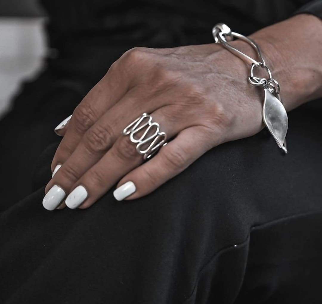 Spiral Design Ring, Boho Silver Spiral Statement Ring, Adjustable Geometric Ring - Etsy