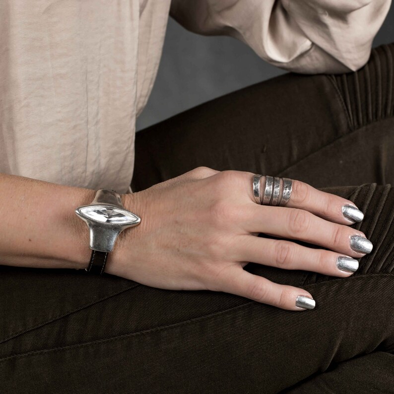 Funky Silver-plated Metal Ring | Etsy