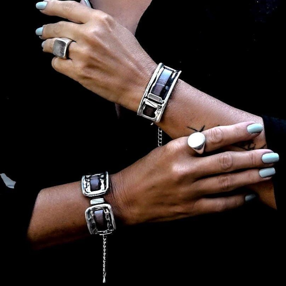 Strong Metal and Soft Leather Cuff Bracelets, Unique Bracelets in ...