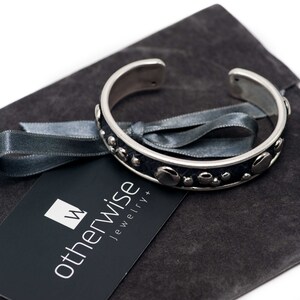 Women's Silver and Leather Open Cuff Bracelet, Unique Jewelry, Chunky ...