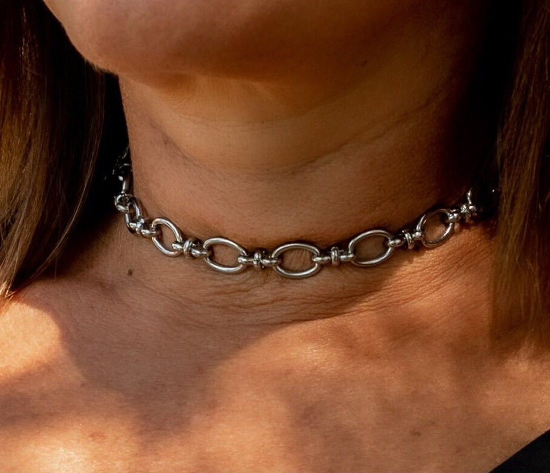 Stainless Steel Oval Link Choker - Etsy