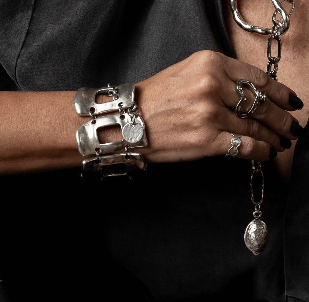 Unique Wide Arm Cuff, Unode50 Style Bracelet, Bold and Edgy Armer ...