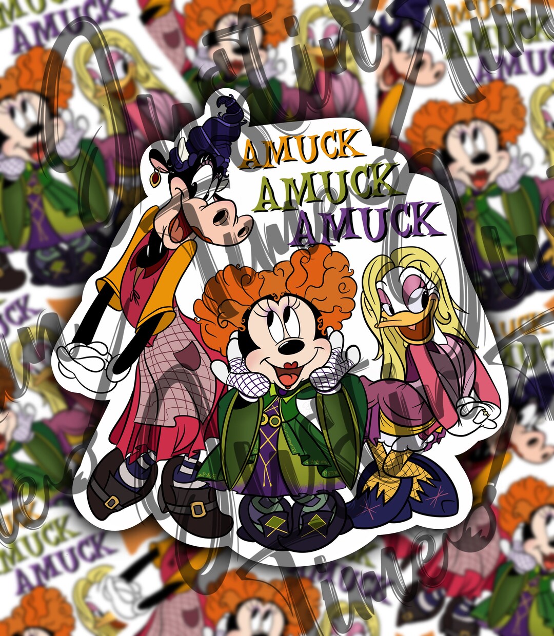 Disney Hocus Pocus Minnie, Daisy and Clarabelle Halloween Vinyl Sticker ...
