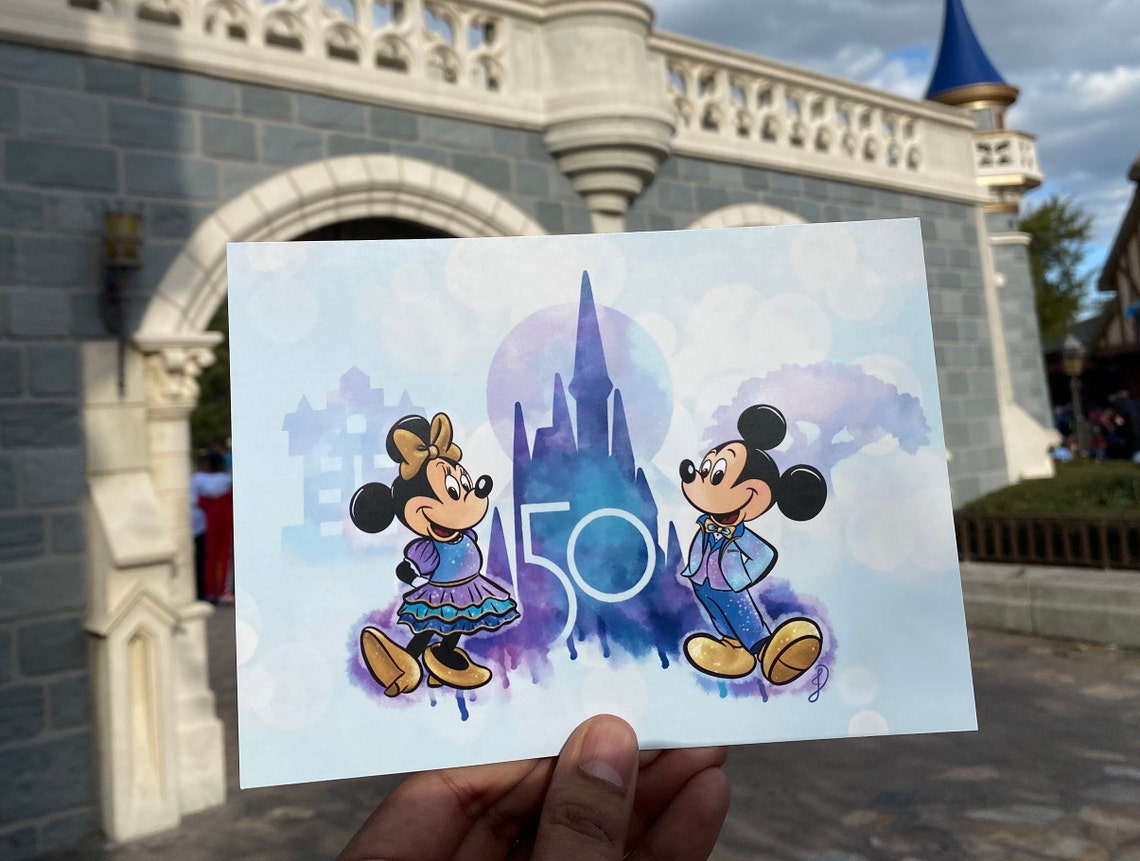 Walt Disney World 50th Anniversary Mickey and Minnie Mouse | Etsy
