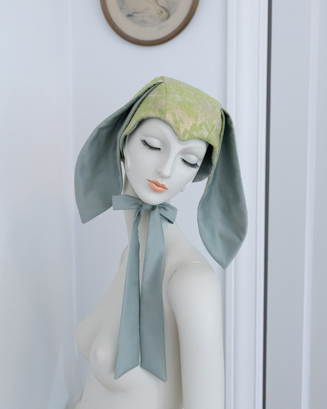 Bunny Bonnet, Rabbit Bonnet, Bunny Hood, Rococo Bunny, Floral Bunny ...