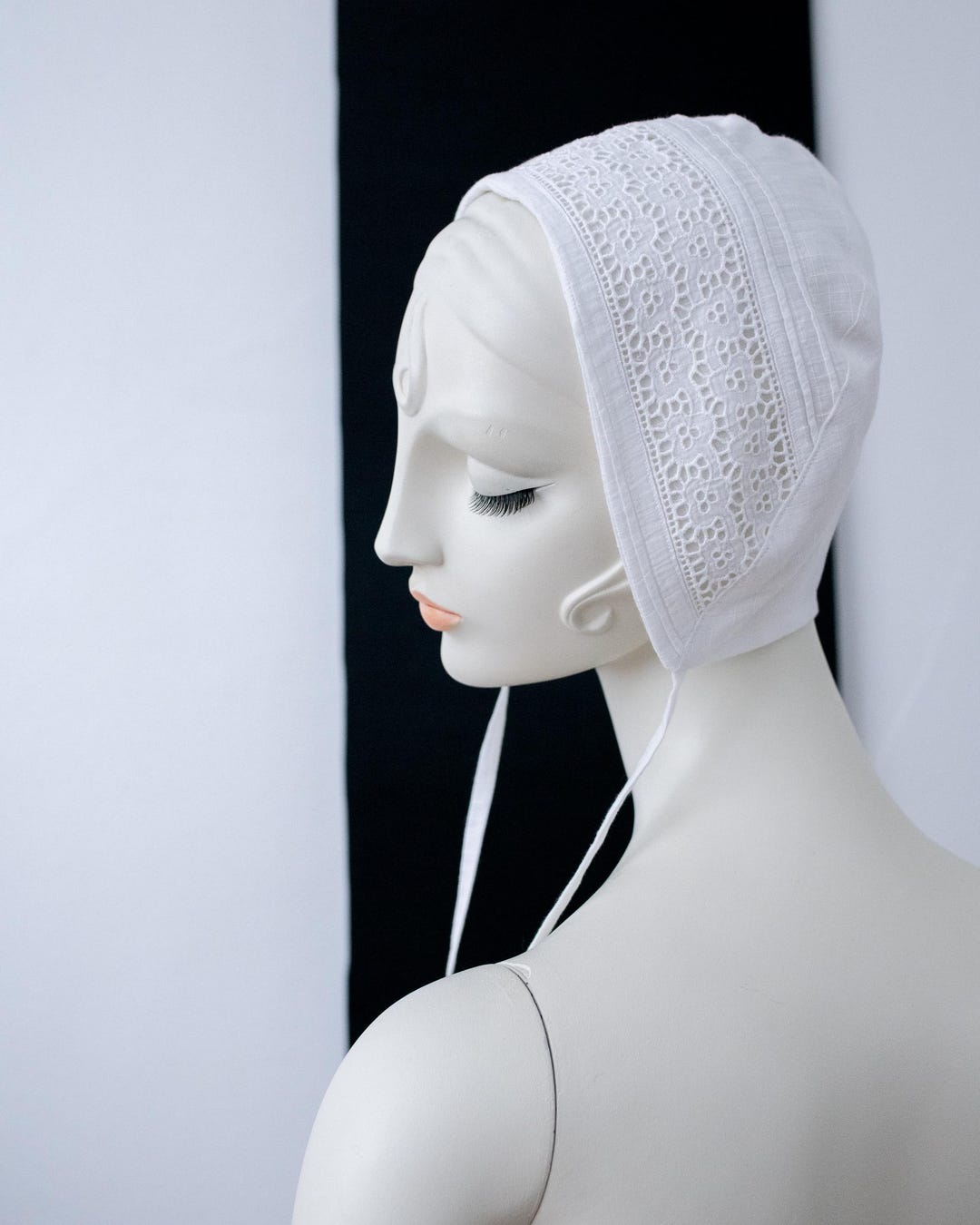 Coif Medieval Head Covering, Cap Kercher, Head Covering White Vintage ...
