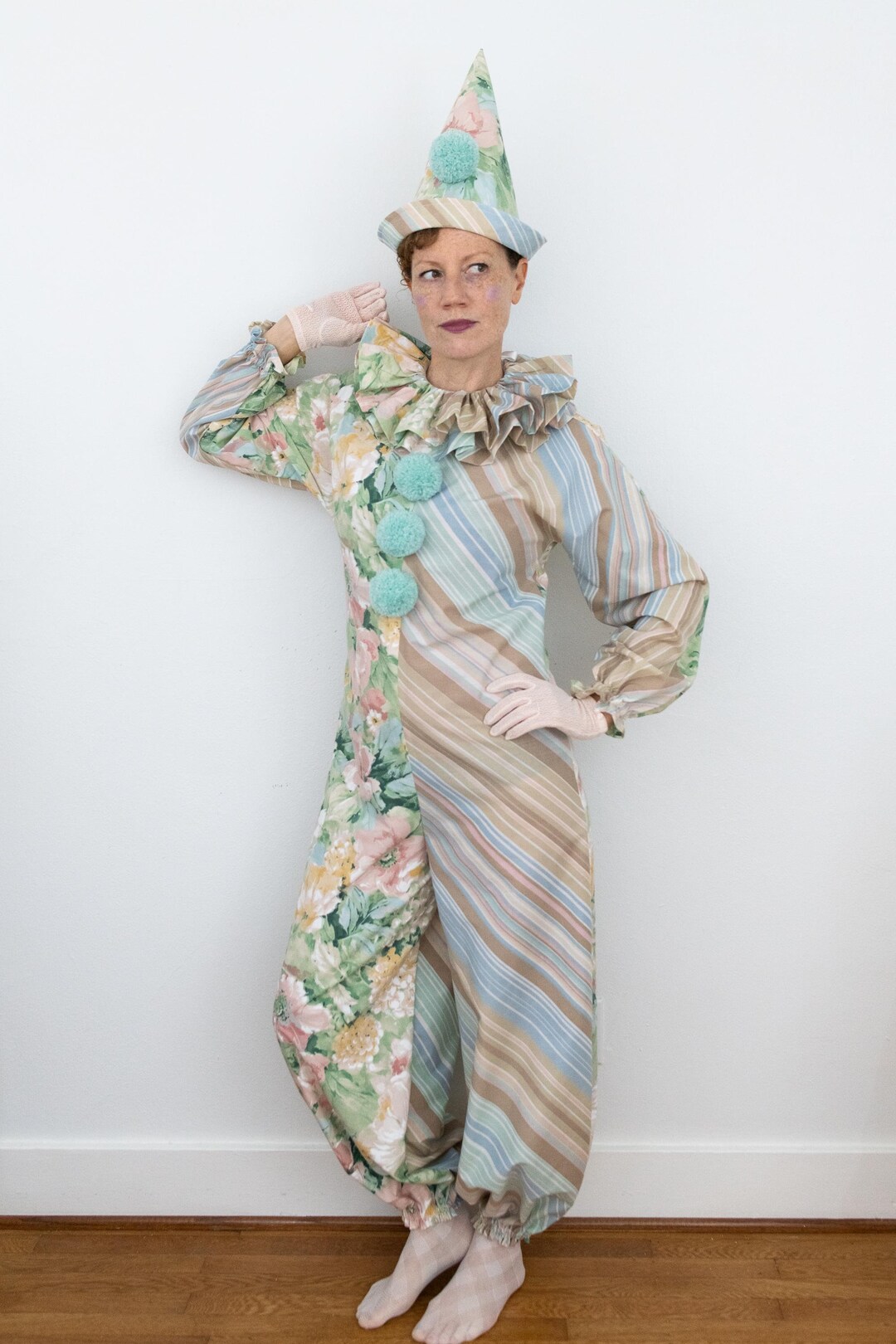 Clown Costume, Clown Suit Stripe and Floral Women's Size 4/6 - Etsy