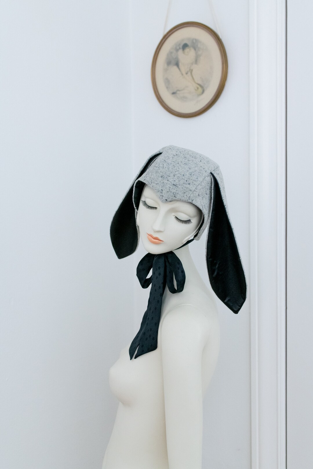 Bunny Bonnet in Speckled Wool, Bunny Hood, Rabbit Hood, Rabbit Ears Hat ...