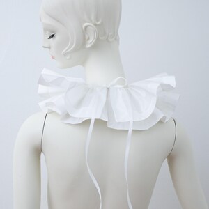 White Neck Ruffle Tie on Collar Taffeta, Clown Ruffle, Circus Ruff ...