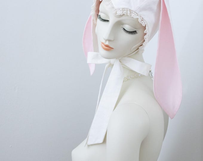 Bunny Bonnet, Rabbit Bonnet, Rabbit Hat, Widow's Peak Bunny Bonnet ...