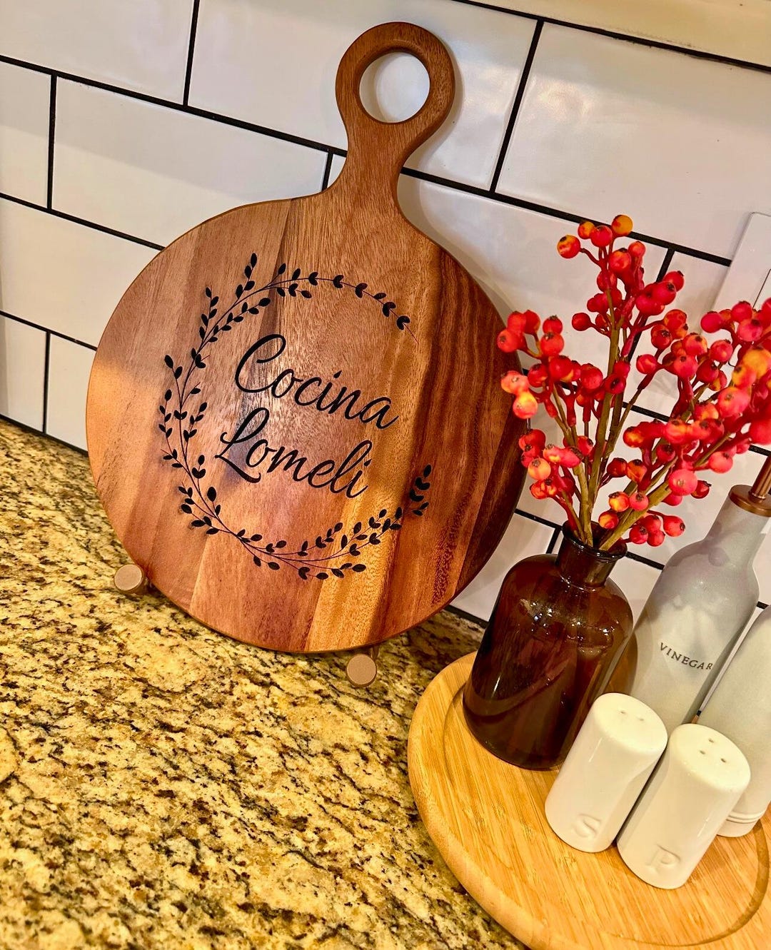 Personalized Round Acacia Wood Cutting Board - Etsy