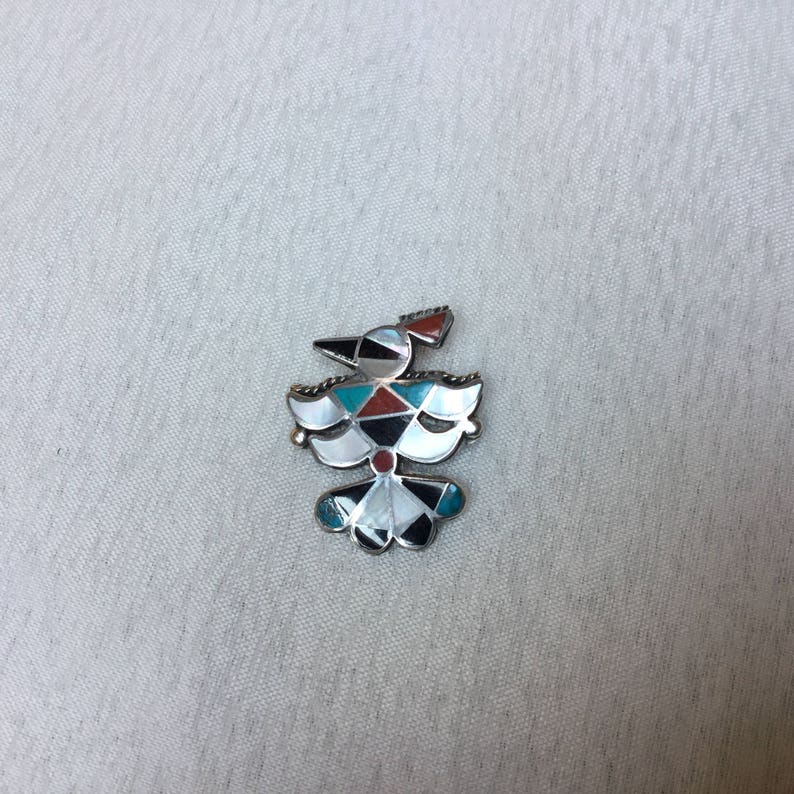 Zuni Thunderbird Pin Amazing Sterling Silver Inlay Native - Etsy