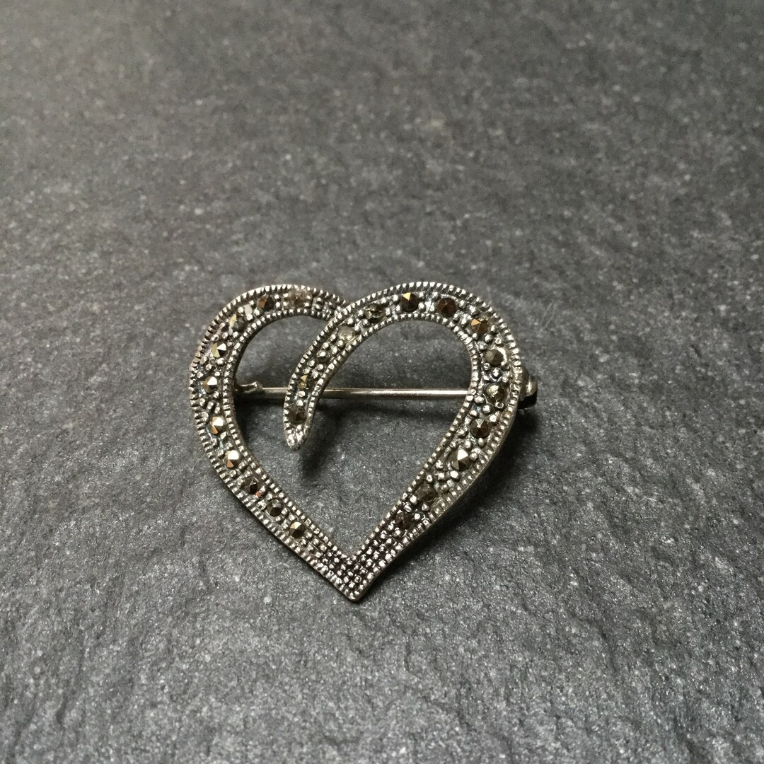 Heart Pin, Marcasite, Sterling Silver, Vintage Wedding - Etsy