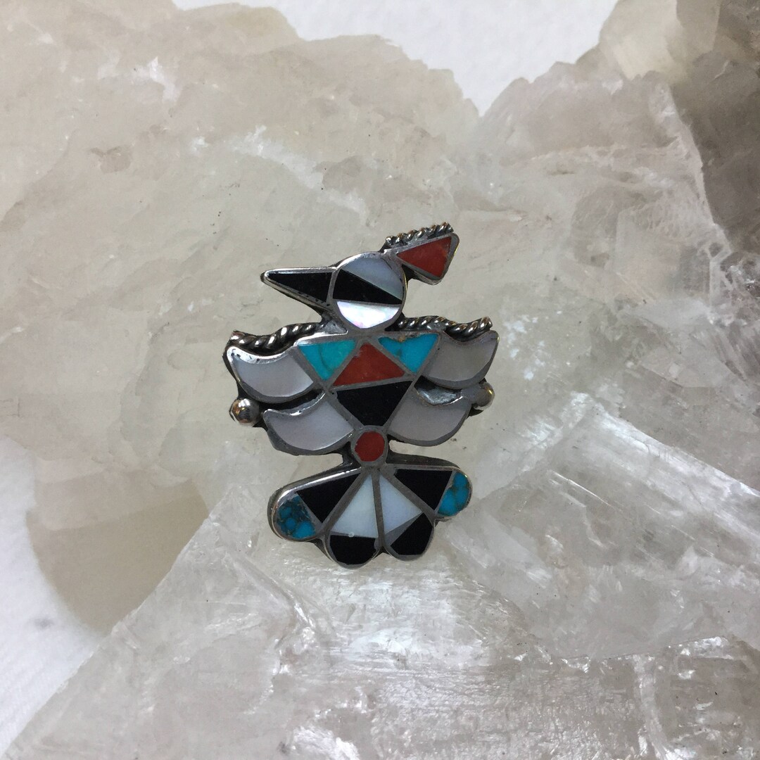 Zuni Thunderbird Pin, Amazing Sterling Silver Inlay, Native American ...
