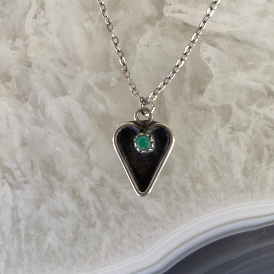 Native American Heart Pendant, Turquoise, Sterling Silver - Etsy