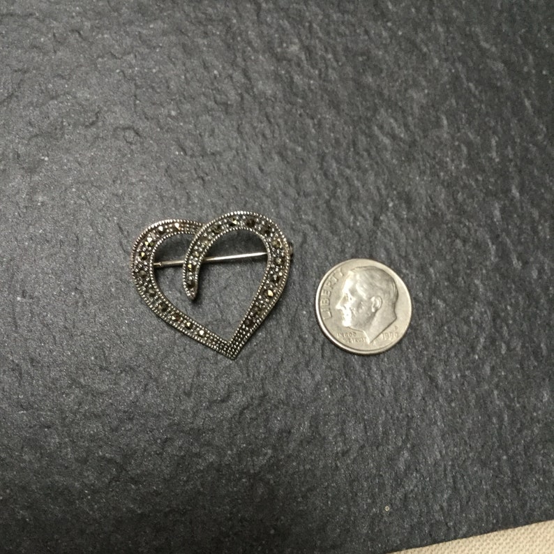Heart Pin Marcasite Sterling Silver Vintage OPEN HEART - Etsy
