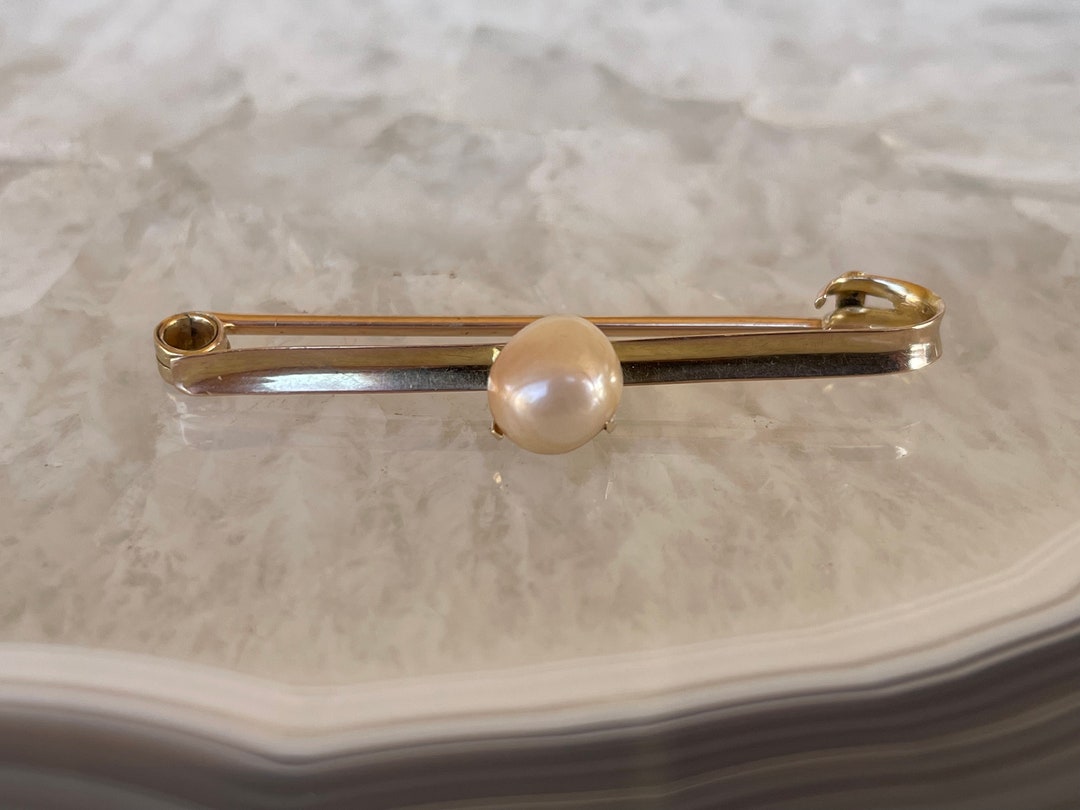 Natural Pearl Pin, Antique 9 K Gold, England - Etsy