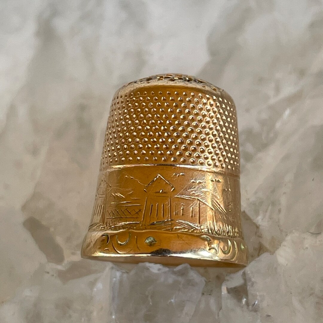 14k Gold Thimble, Engraved Design, Antique Treasure - Etsy
