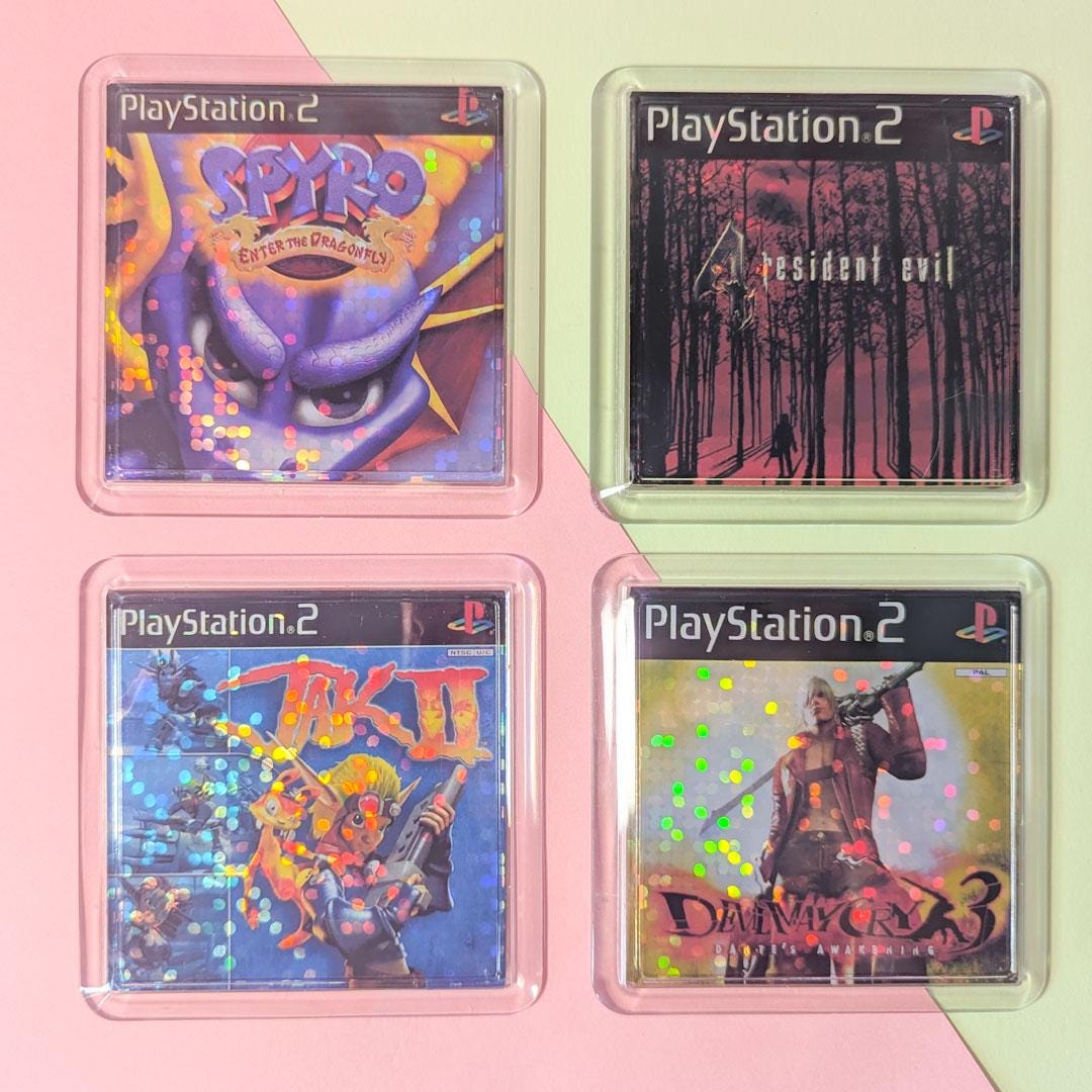 Custom - PS2 Nostalgic Holographic Gaming Coasters - Acrylic Plastic ...