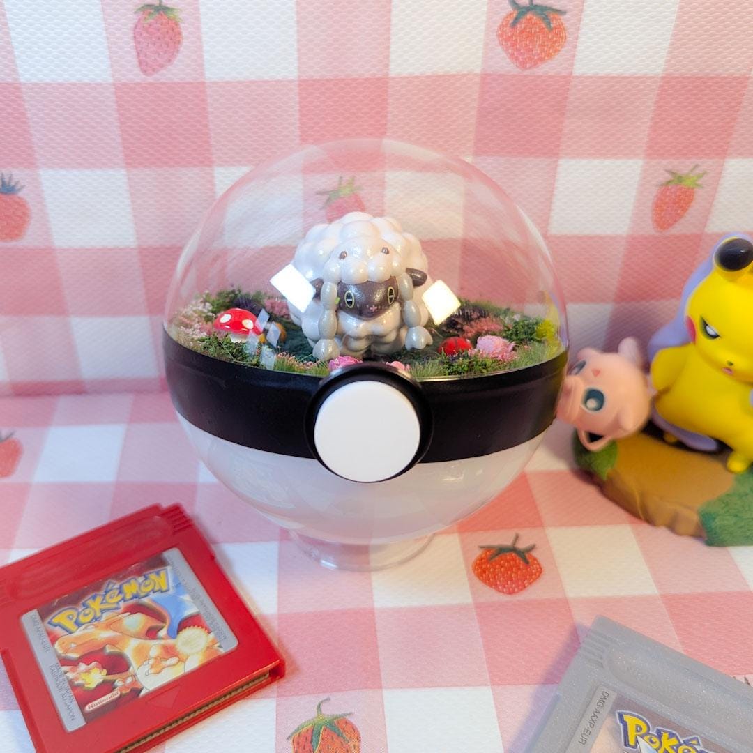 Wooloo - Pokémon Terrarium Pokeball Diorama Ornament With Stand - Etsy