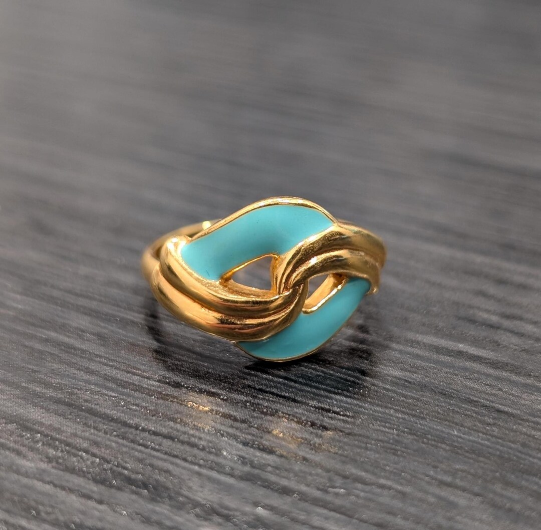 1989 AVON Key Biscayne Turquoise Blue Enamel Ring Size 7 36 Years Old ...