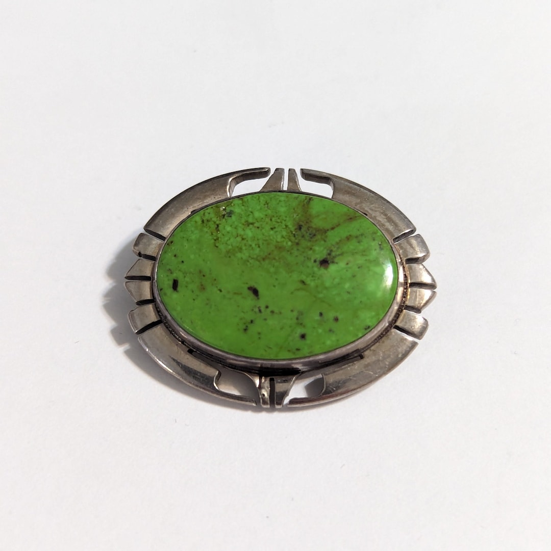 Navajo Apache, Morgan Gaspeite Sterling Pendant/brooch Contemporary ...