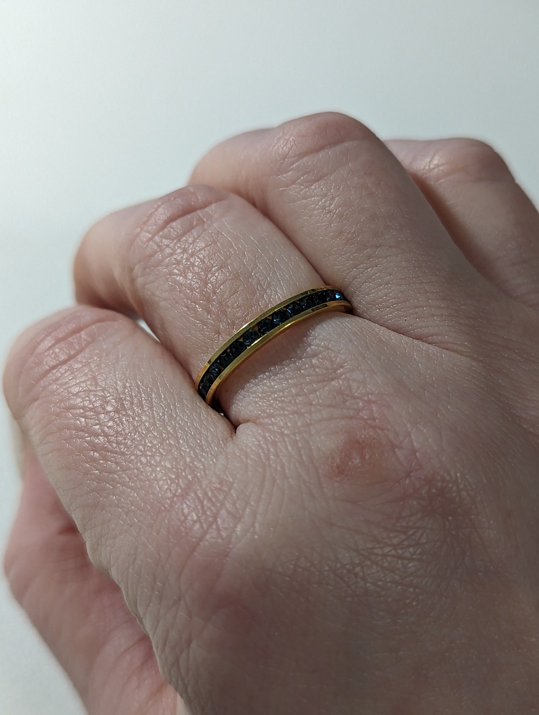 Vintage Simple Birthstone September Band With Sapphire Blue Crystals ...