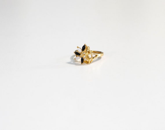 Black Onyx Moonstone Ring 18K GE Black & White Cockta… - Gem