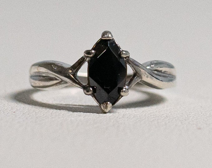 Avon Vintage Sterling Silver Genuine Onyx Marquise Ring Sz 7 Avon ...