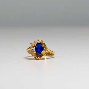 Vintage Signed Lind 14K HGE Gold-toned Sapphire Cubic Zirconia Ring ...
