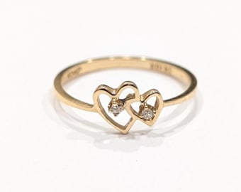 Black Hills 10K Love Two Hearts Interlocked & Diamond Accent Gold Ring ...