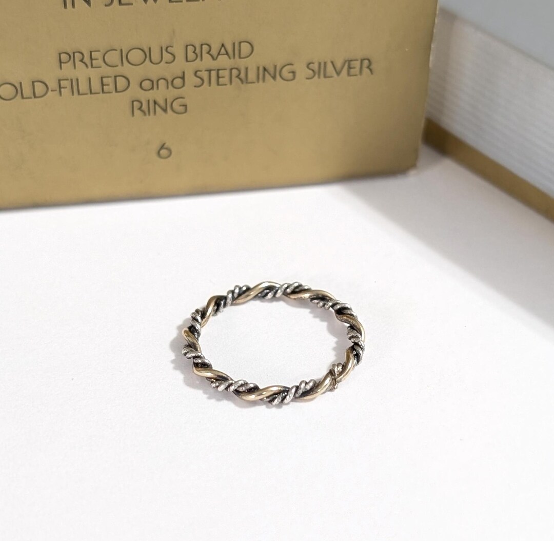 Very Rare 1978 Avon Precious Braid 14K Gold-filled and Sterling Silver Ring Avon Fashion Accents ...