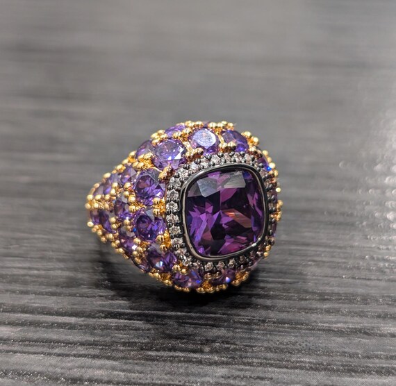Elizabeth Taylor Collection Ring QVC Designer Ring Amethyst Cocktail Ring Elizabeth Taylor Inspired Cluster Ring Size 5 Excellent Marked Etsy