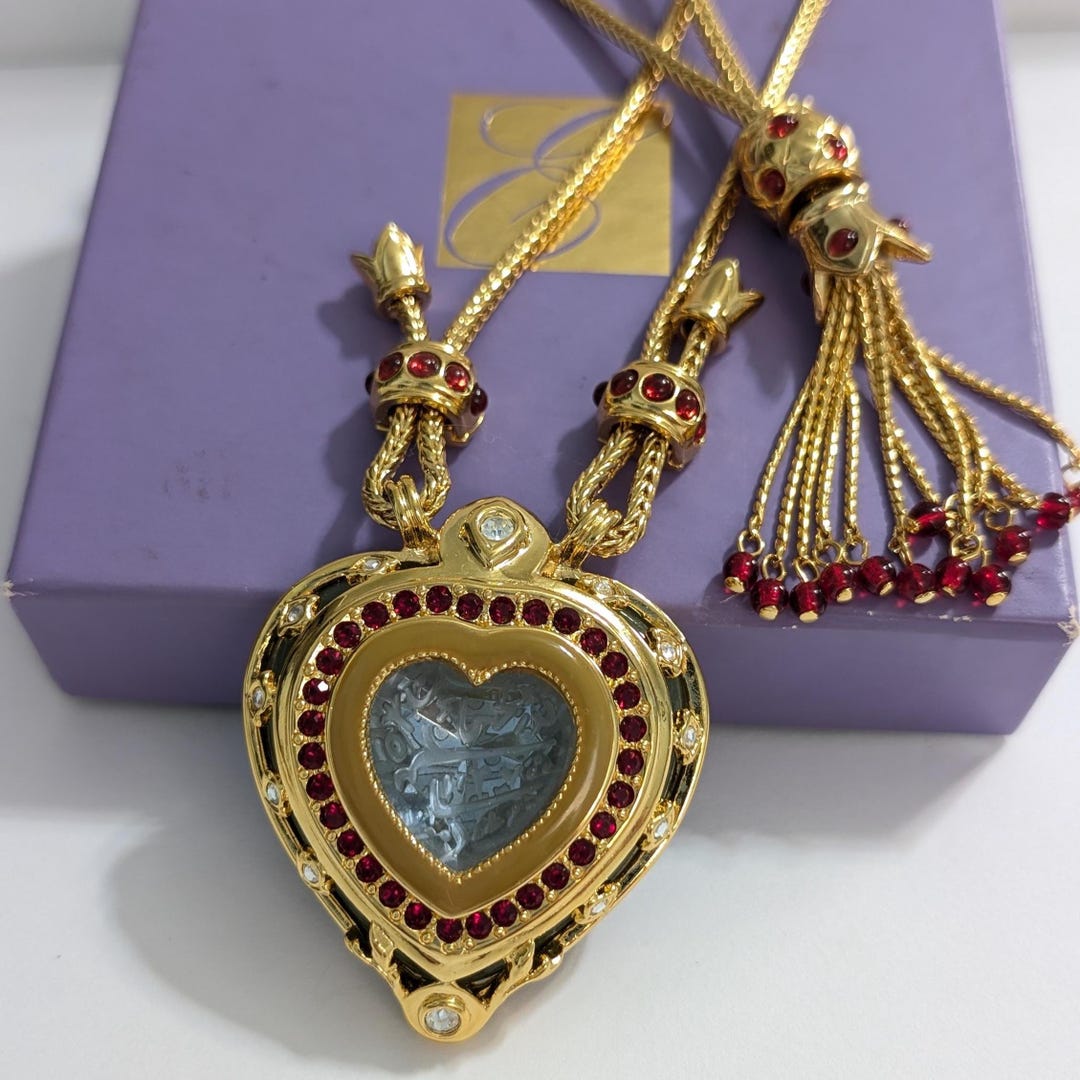 Elizabeth Taylor Shah Jahan Taj Mahal Heart Statement Slide Adjust Necklace for Avon Very Rare ...