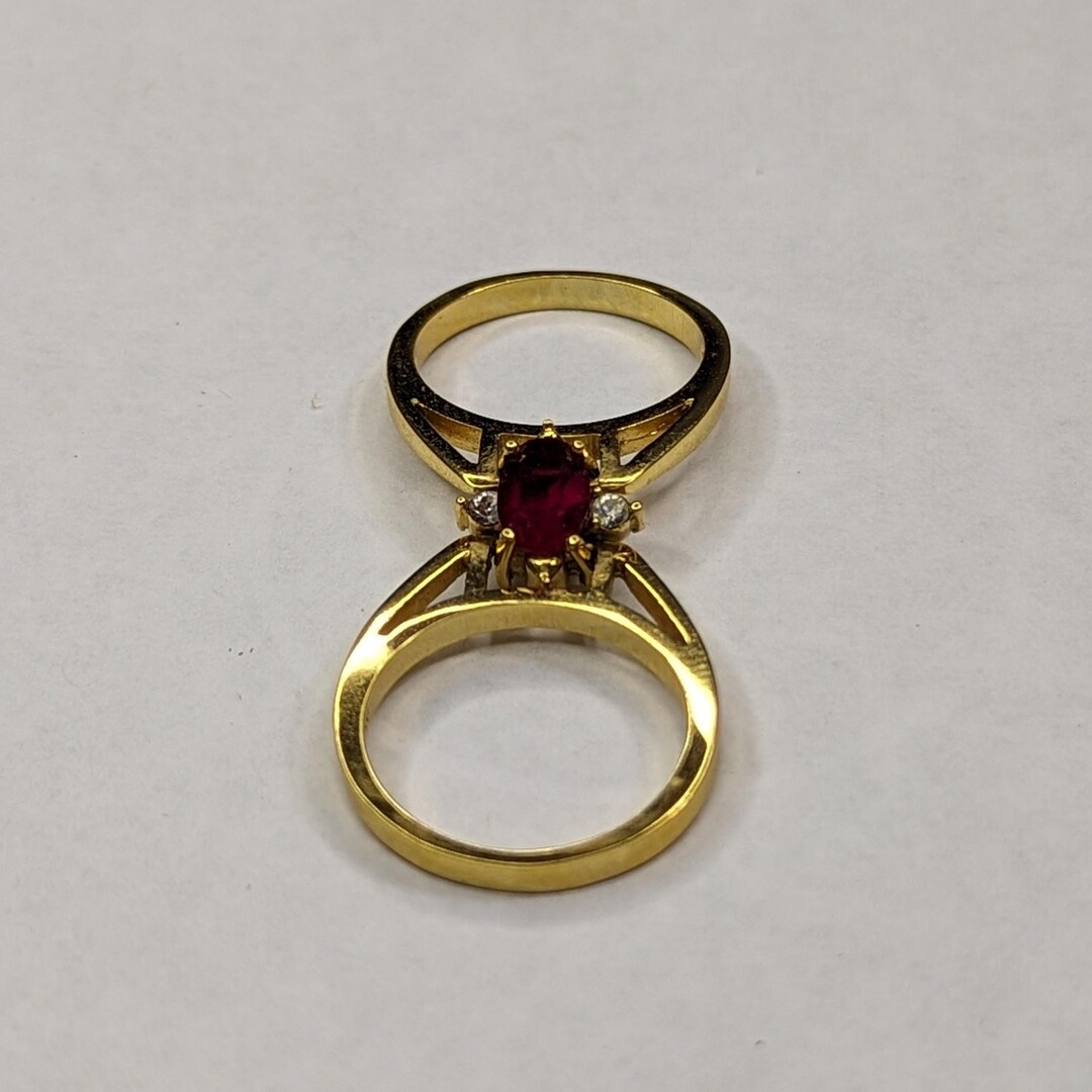 Rare Reversible Avon Sparkle Ring: Garnet Red & CZ, Size 8, Vintage - Etsy