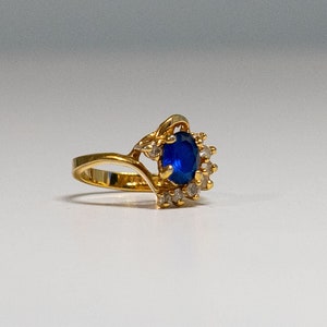 Vintage Signed Lind 14K HGE Gold-toned Sapphire Cubic Zirconia Ring ...