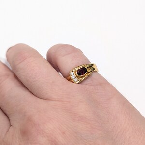 Vintage Garnet Red Buckle Austrian Crystal Ring 18KT Yellow Gold HGE ...