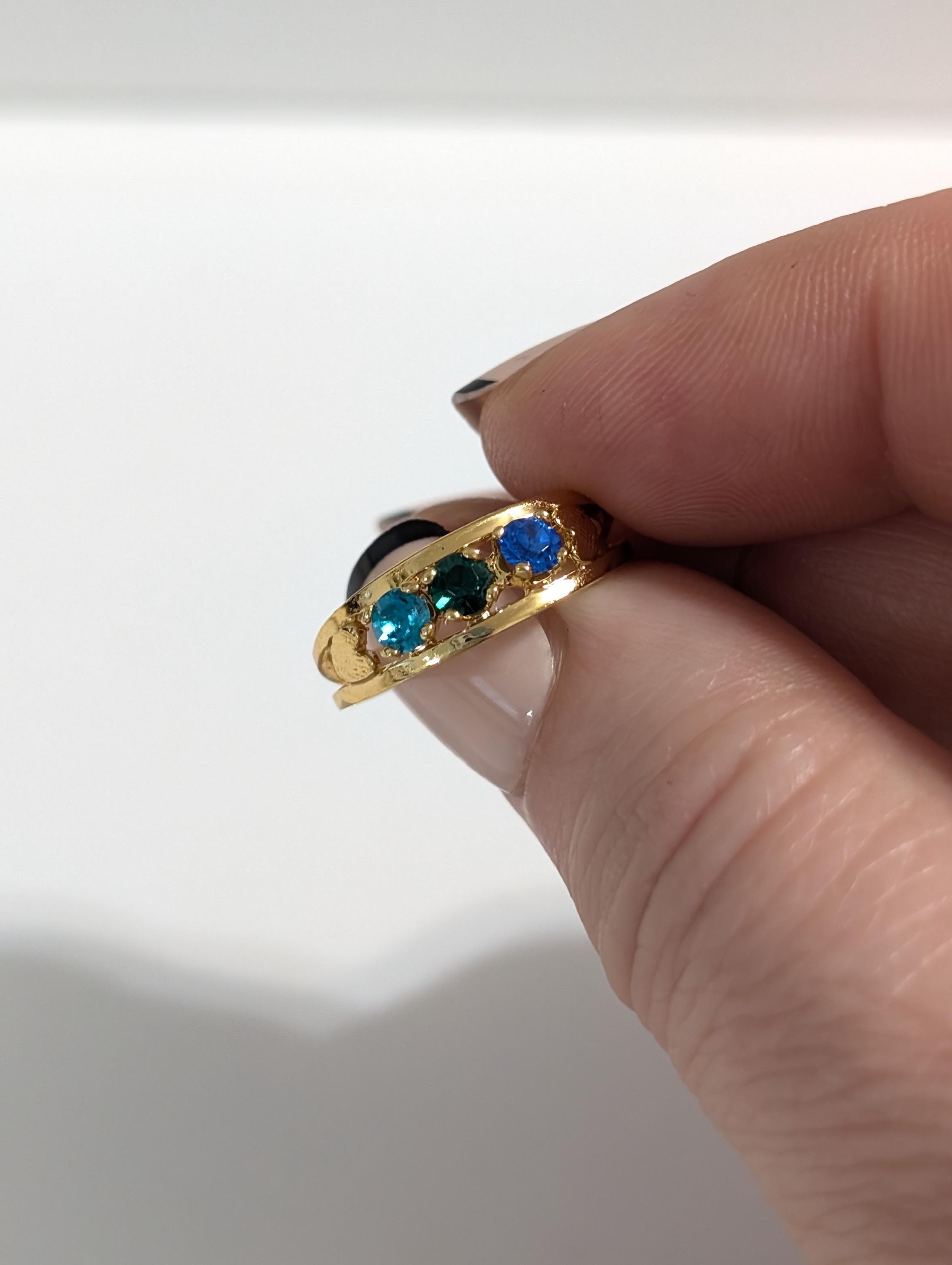Mother 3 Stone Cocktail Ring Size7 May September December Birthstone ...