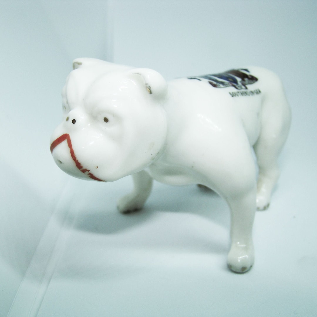 Vintage English Bulldog Porcelain Figurine Souvenir British Manufacture ...