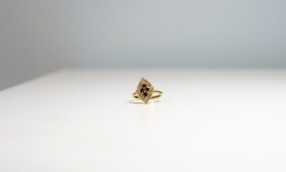 Vintage 18K GE Gold Electroplated Garnet Swarovski Cr… - Gem