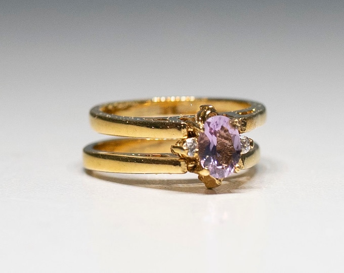 Vintage 14KT HGE Lind Reversible Ring With Amethyst & Cubic Zirconia ...