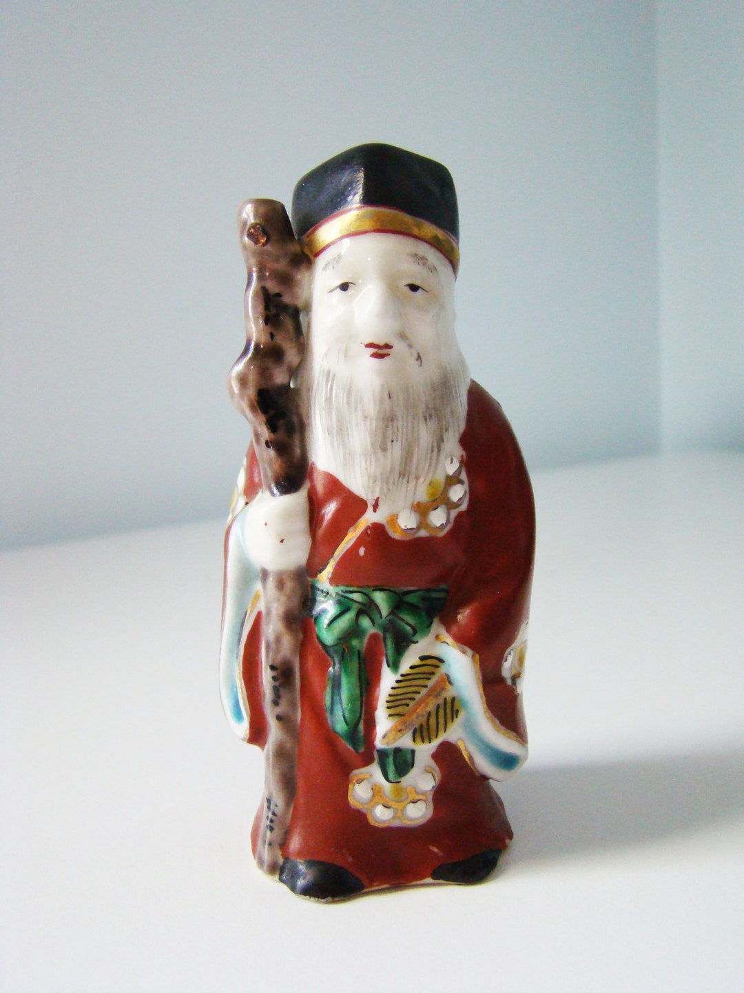 ANTIQUE Javanese God of Longevity Juroujin Gama Porcelain Figurine Qing ...
