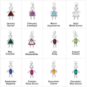 Sterling Silver BIRTHSTONE Babies Boy & Girl Pendant LARGE Charm 1 1/4 ...