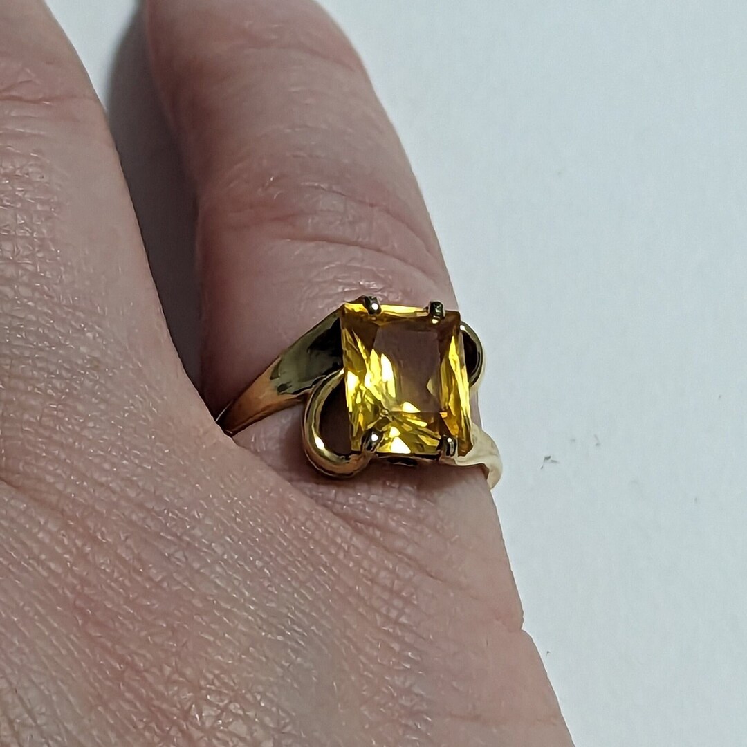 10k Solid Yellow Gold Radiant Cut Citrine Birthstone Band Infinity ...