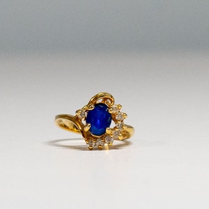 Vintage Signed Lind 14K HGE Gold-toned Sapphire Cubic Zirconia Ring ...