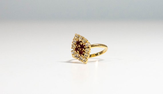 Vintage 18K GE Gold Electroplated Garnet Swarovski Cr… - Gem
