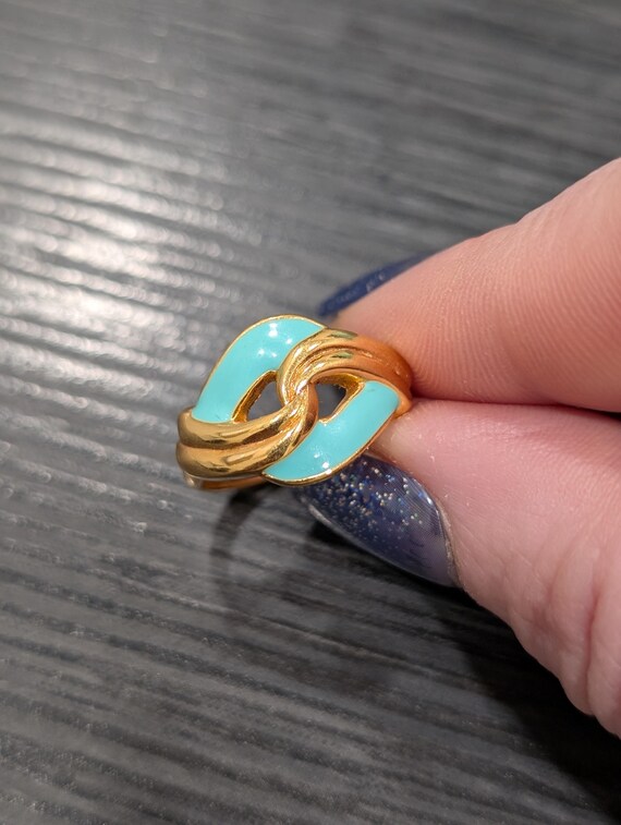 1989 AVON Key Biscayne Turquoise Blue Enamel Ring Siz… - Gem